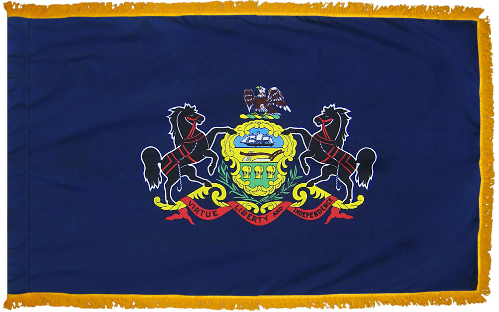 Pennsylvania, Nylon, Indoor, Pole Sleeve, Fringe - 3' x 5': Conder Flag ...